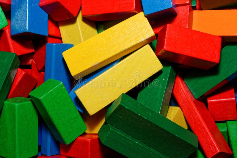 Mixed Up Colorful Wooden Toy Bricks or Blocks Stock Photo - Image of ...