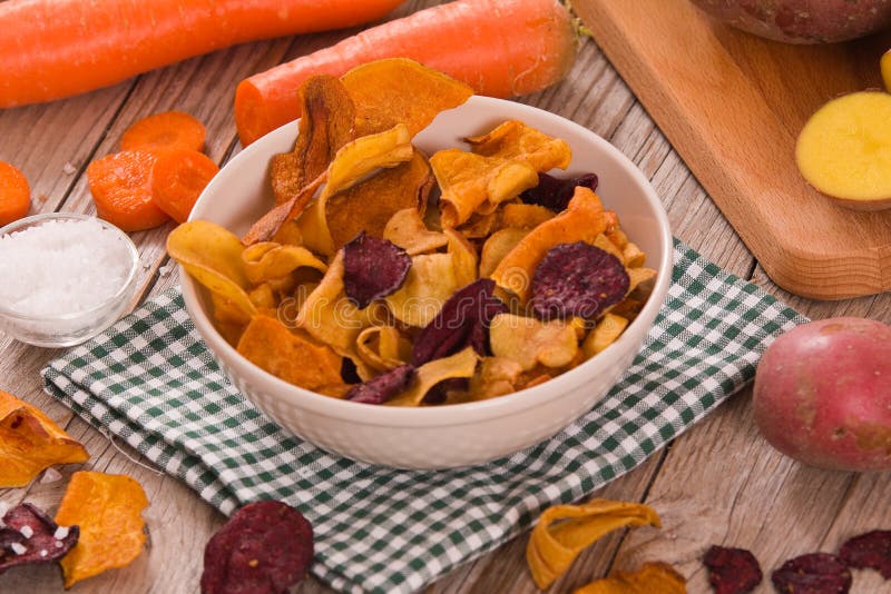Mixed vegetable crisps. stock photo. Image of flavor - 138588640