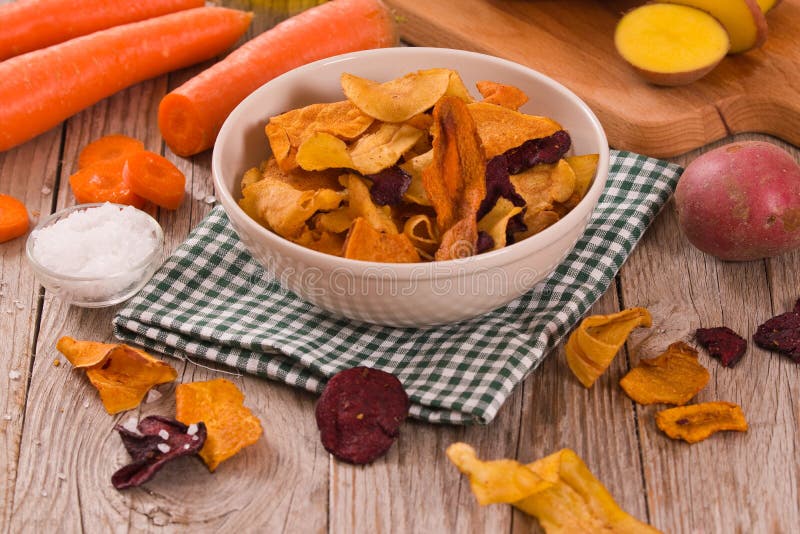 Mixed vegetable crisps. stock photo. Image of flavor - 141595960