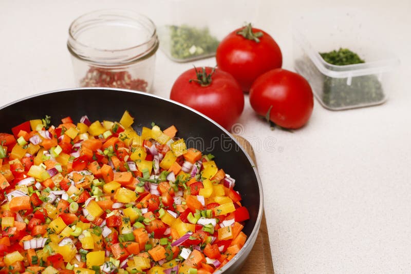 Mixed Vegetables on a Frying Pan Stock Image - Image of cooking, onion ...