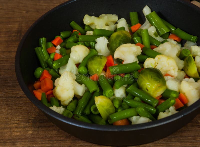 Mixed Vegetables in a Frying Pan. Stock Image - Image of dressing ...