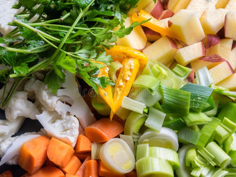 Mixed Vegetables Prepared To Cook Stock Image - Image of parsley ...