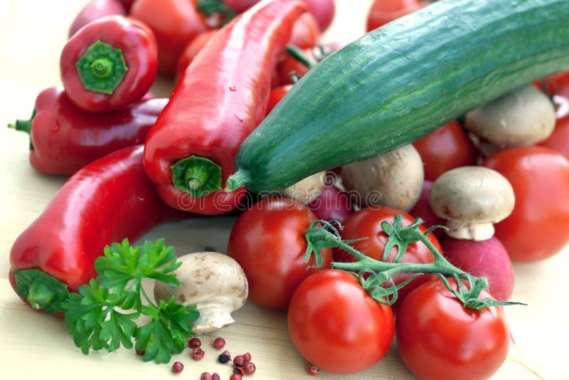 MIXED VEGETABLES with RED BELL PEPPER,TOMATO,RADIS Stock Image - Image ...