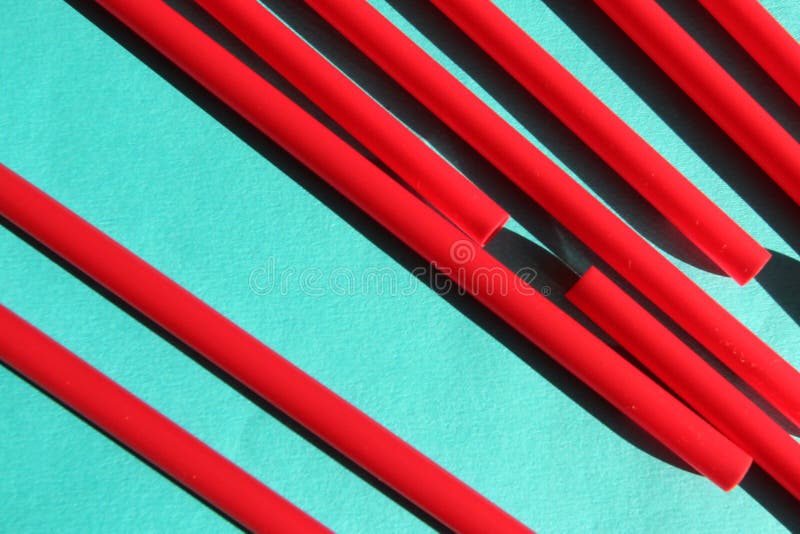 Mixed Vivid Color of Straw Stick . Blue Background Stock Photo - Image ...