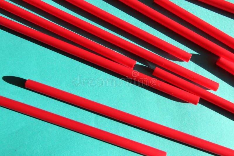 Mixed Vivid Color of Straw Stick . Blue Background Stock Photo - Image ...