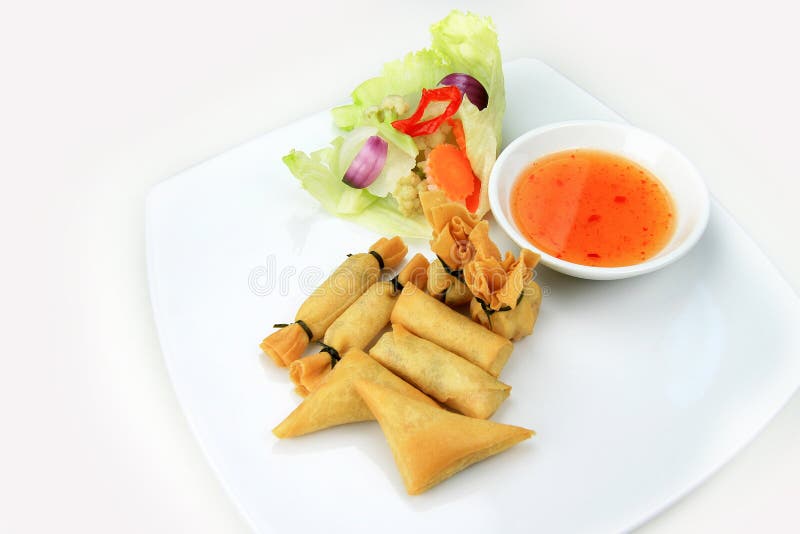 Mixed-wrapped spring rolls stock photo. Image of fried - 65943918