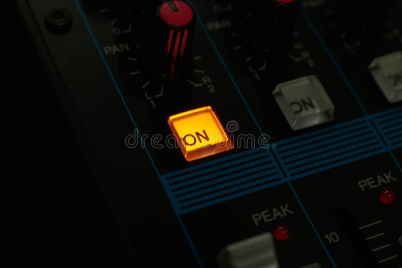Mixer, closeup button stock photo. Image of engineer - 80013122