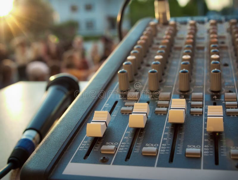 Mixer Control and Microphone Stock Image - Image of equipment, channel ...
