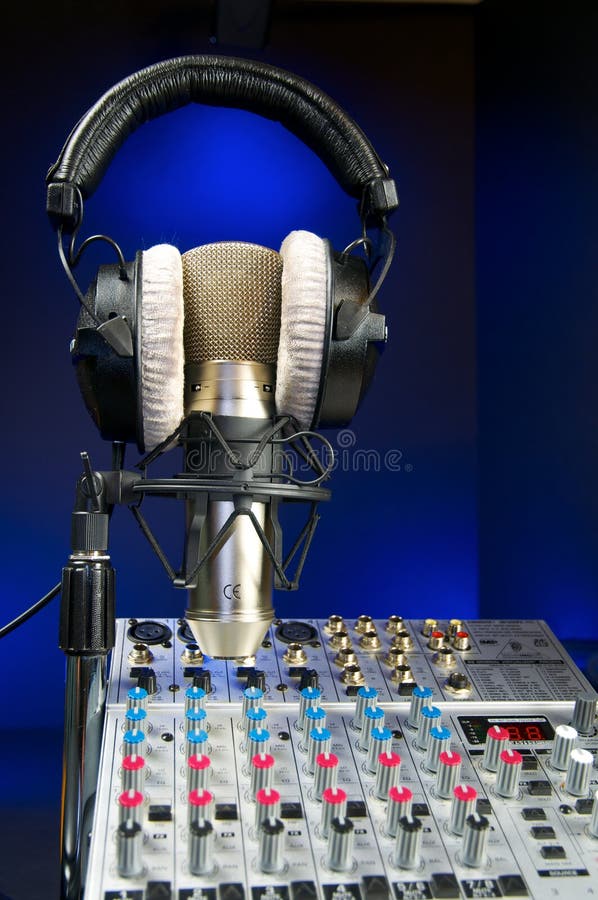 Mixer, Mic and Headphones stock illustration. Illustration of close ...