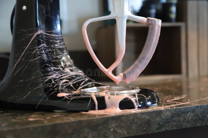 Mixer Mishap stock image. Image of batter, pink, cake - 193946463