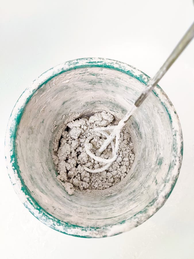 Mixer is Placed Inside an Old Plastic Bucket. Process of Manual Mixing ...