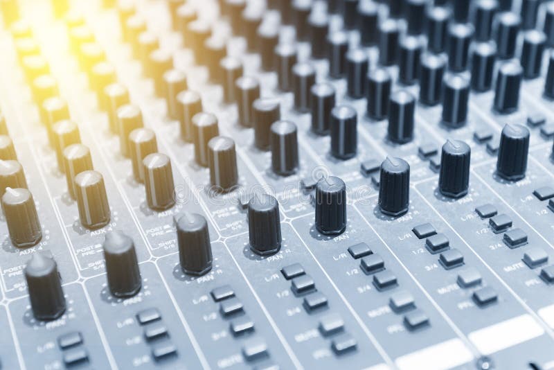 The Mixer Table or Fader Board Stock Photo - Image of control, level ...