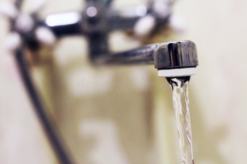 Mixer Tap with Water, Plumbing so Close Stock Photo - Image of brown ...
