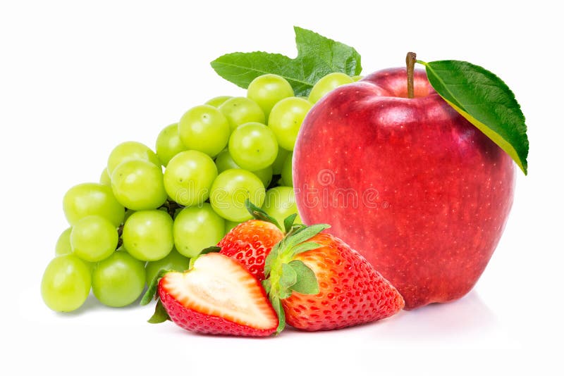 Mix Fruit Red Berry Strawberry, Apple and Green Grape Fruit Stock Image ...