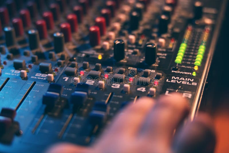 Mixing board at a concert stock photo. Image of knobs - 39632390