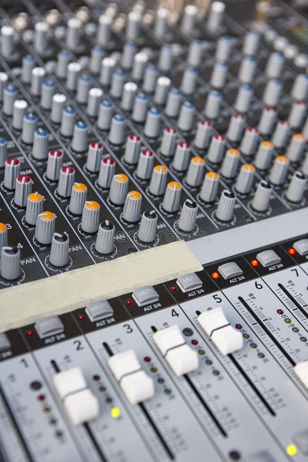 Audio Mixer Table Board in a Classroom Stock Image - Image of buttons ...