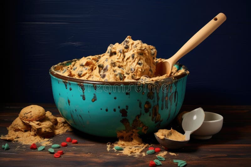 Mixing Bowl with Cookie Dough and Spatula Stock Illustration ...