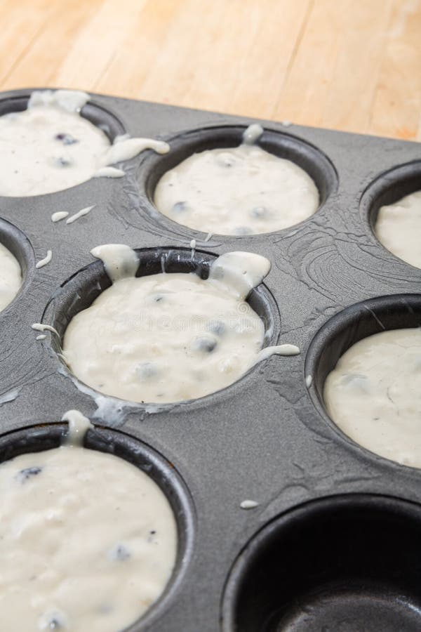 Muffin Mixture Inside Muffin Tray Ready To Be Baked Stock Image - Image ...