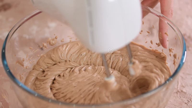 Mixing Chocolate for Cake with Electric Mixer. Stock Footage - Video of ...