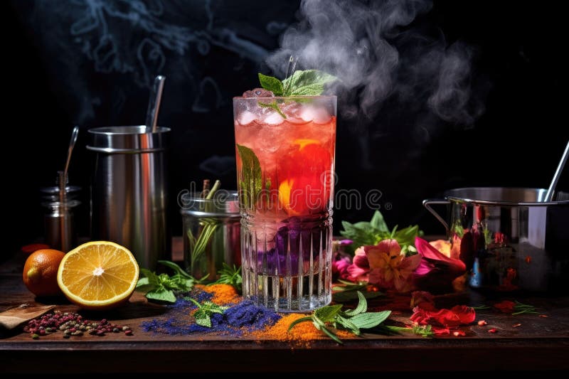 Mixing Cocktail in Shaker with Ice and Ingredients Stock Photo - Image ...