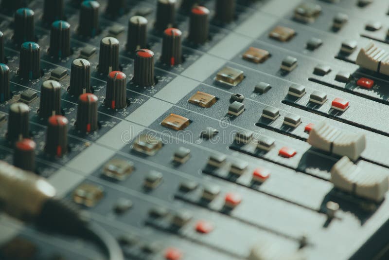 Mixing Console. Green Tint of Light Stock Image - Image of digital ...