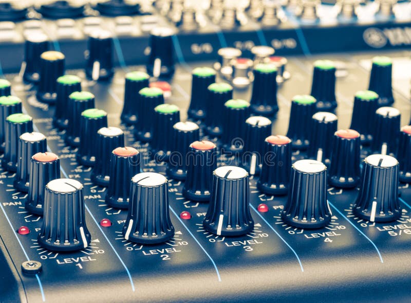 Mixing Console Knobs Close-up Stock Photo - Image of panel, music ...