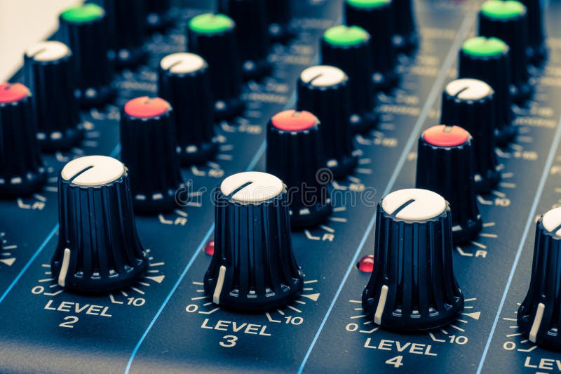 Mixing Console Knobs Close-up Stock Image - Image of radio, level ...