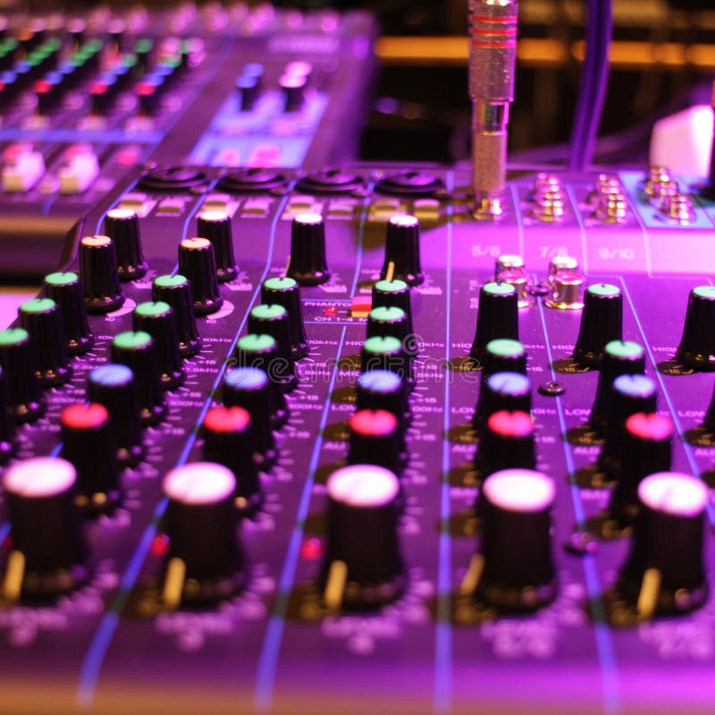 Mixing Console at the Recording Studio. Buttons, Knobs and Faders on ...