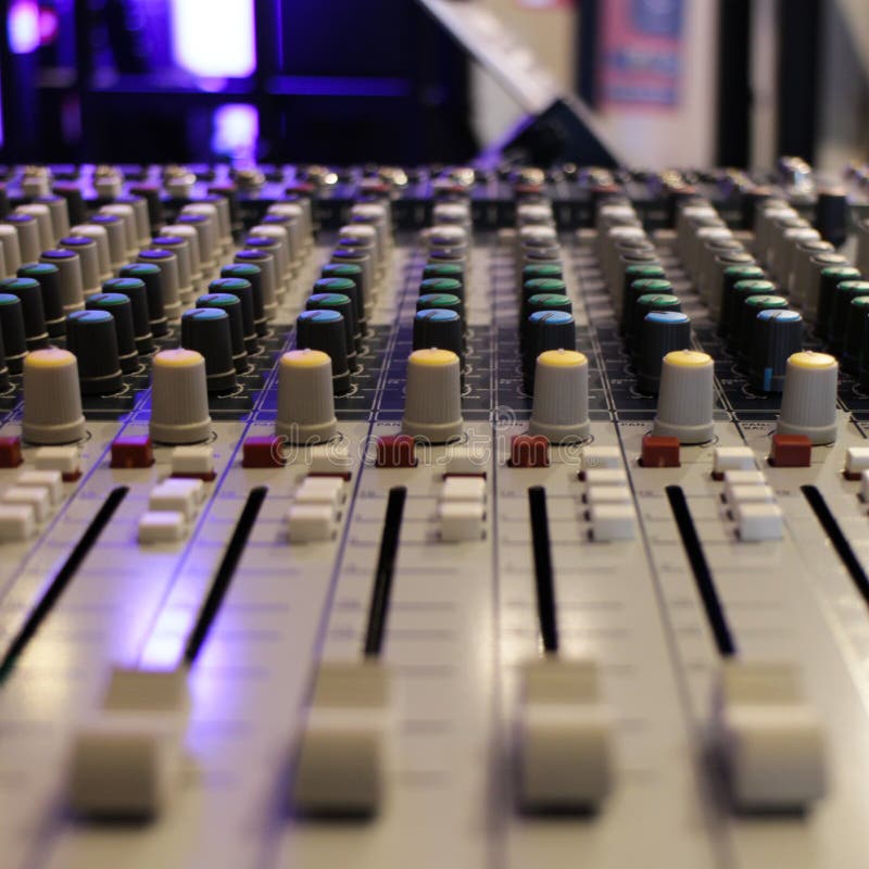 Mixing Console at the Recording Studio. Buttons, Knobs and Faders on ...