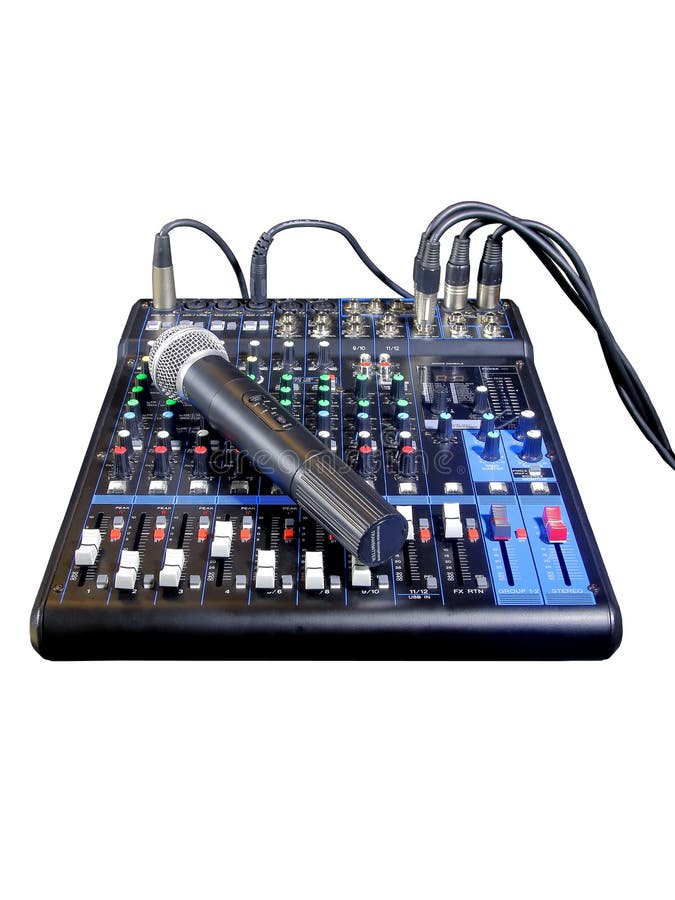 Mixing Console with Wireless Microphones Isolated Stock Image - Image ...