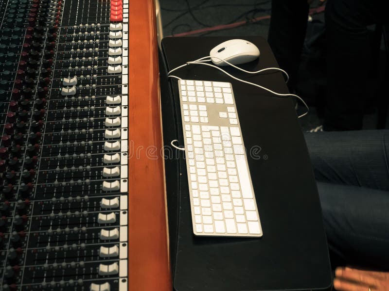 Mixing desk and keyboard stock image. Image of sound - 278069937