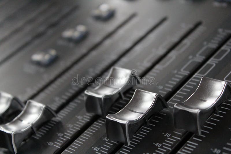 Mixing Desk with Silver Faders Stock Photo - Image of entertainment ...