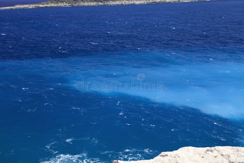 Mixing Different Colors of Water in the Mediterranean, Turkey Stock ...