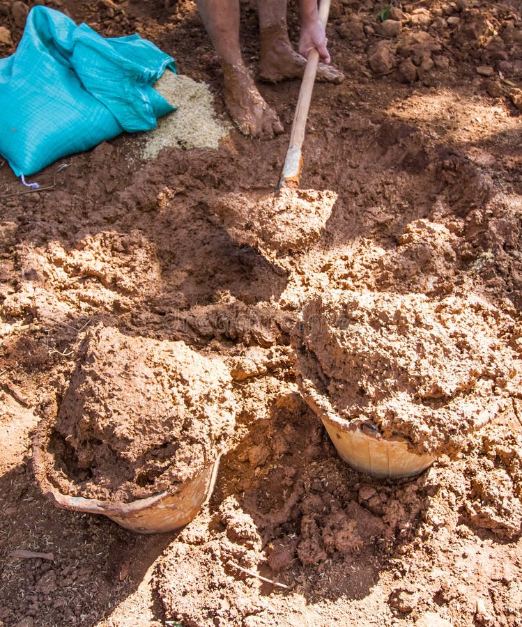 Mixing Earthen Brick Ingredients Stock Image - Image of holiday, orange ...