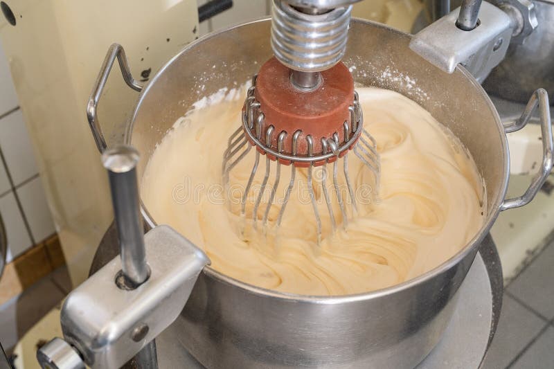 Mixing Egg Cream in Mixing Machine. Bakery Shop Concept Image Stock ...