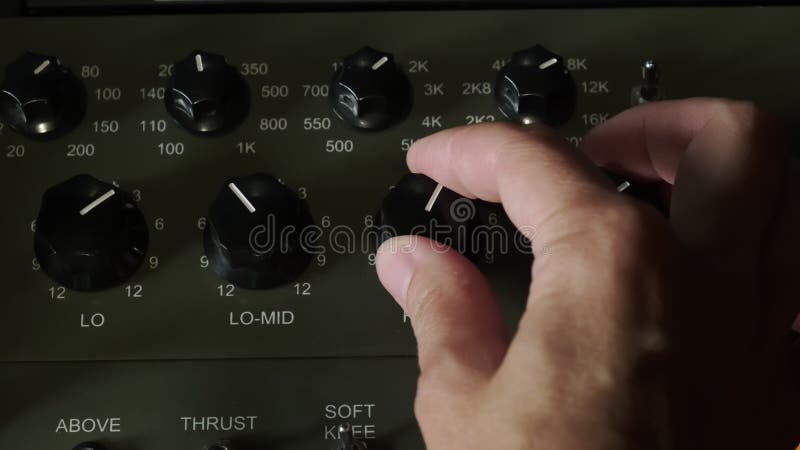 Mixing Engineer Hand Using Music Analog Equalizer. Stock Footage ...