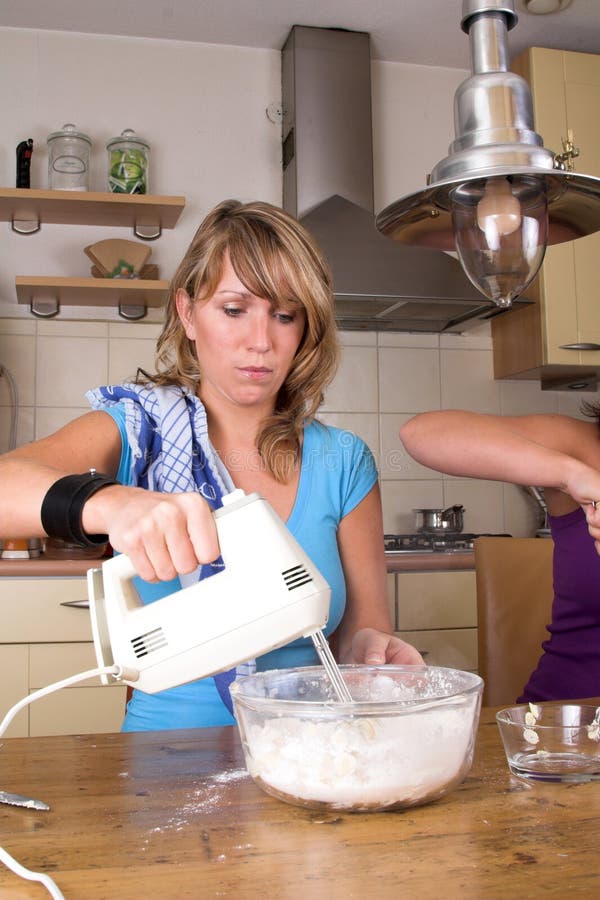 Mixing the flour stock photo. Image of attractive, female - 1424488