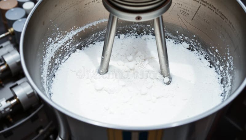 Mixing Flour with an Industrial Mixer Creating a Smooth White Batch ...