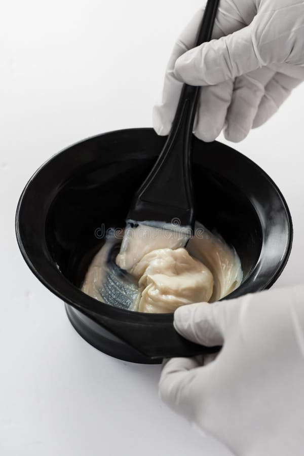 Mixing Hair Color in a Bowl. Stock Photo - Image of carefull ...