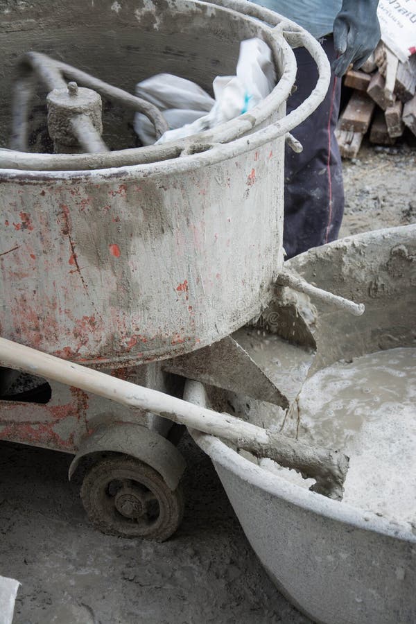 Mixing Ingredients in the Concrete Mixer at Building Site Stock Image ...