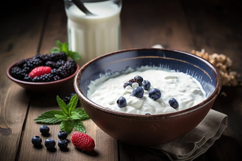 Mixing Milk and Yogurt Starter in a Bowl Stock Illustration ...