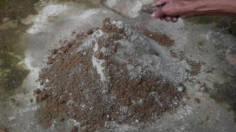 Mixing Mortar or Cement Mixture in Close-up Stock Footage - Video of ...