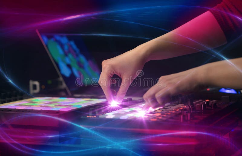 Mixing Music on Midi Controller with Wave Vibe Concept Stock Image ...