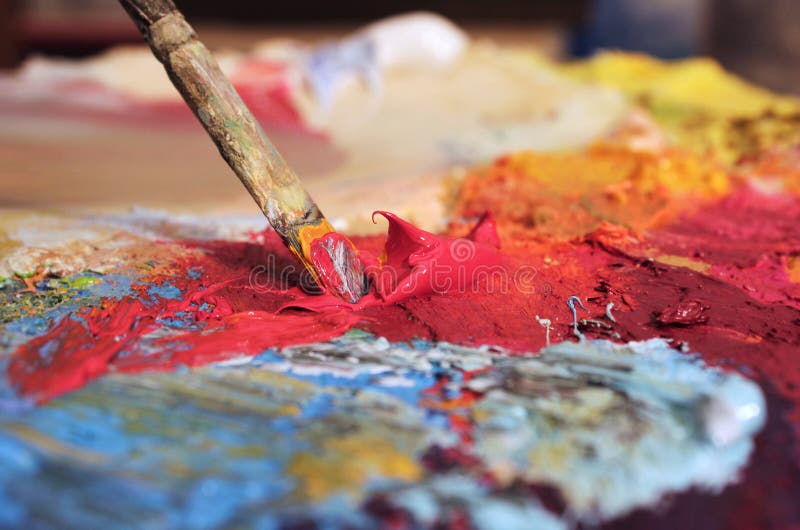 Mixing oil paints stock photo. Image of painting, paintbrush - 17590606