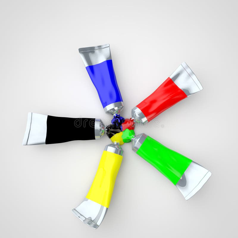 Paint Tubes - Primary Colors Stock Image - Image of opened, containters ...