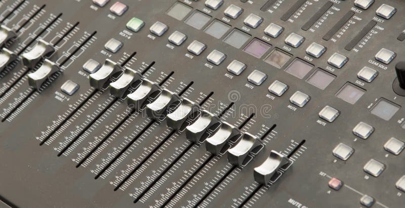 Mixing Panel Close Up stock photo. Image of sound, switches - 55254028