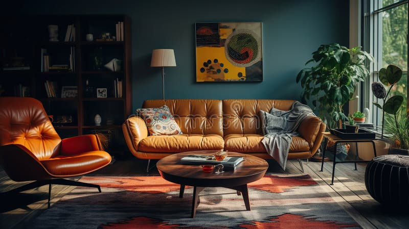 Mixing Retro and Modern Elements in Home Design. Generative Ai Stock ...
