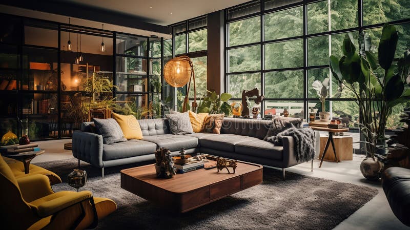 Mixing Retro and Modern Elements in Home Design. Generative Ai Stock ...