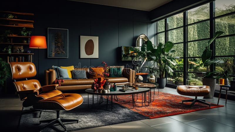 Mixing Retro and Modern Elements in Home Design. Generative Ai Stock ...
