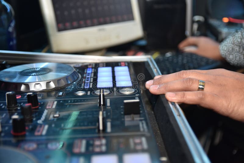 Mixing Table and Disc Jockey Hands Stock Image - Image of disc, club ...